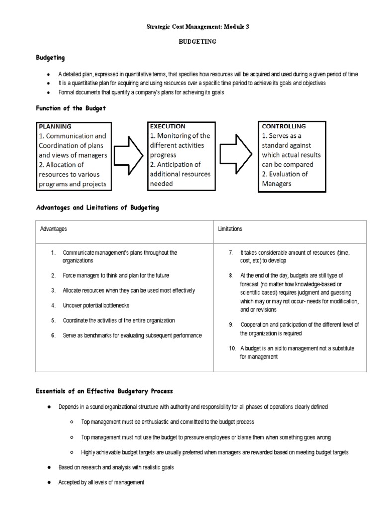 Module 3 Budgeting | PDF | Budget | Inventory