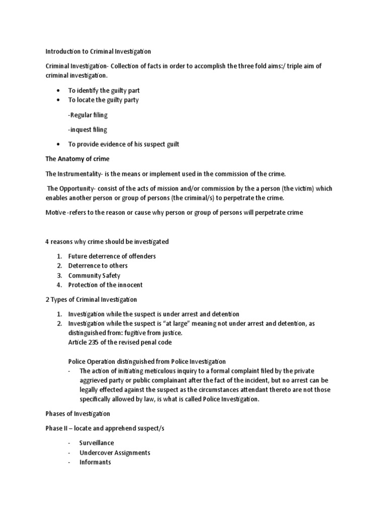 Intro to Criminal Investigation | PDF | Crime & Violence | Crimes