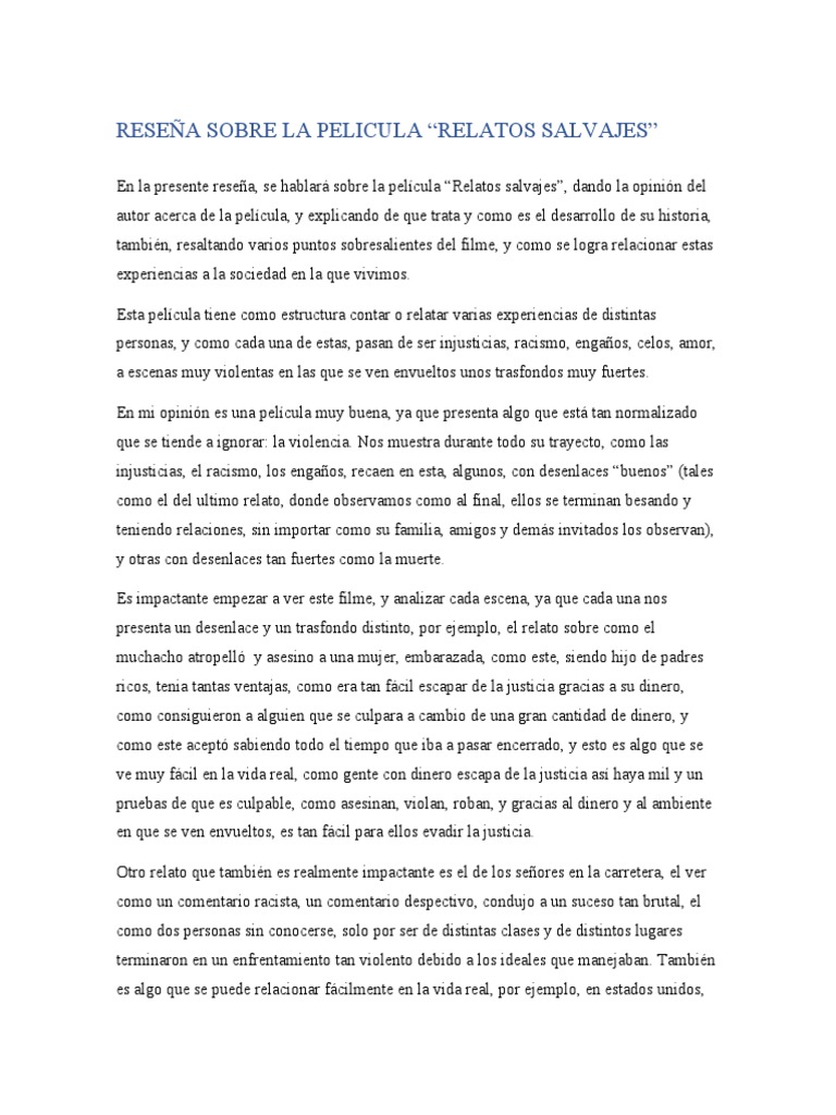 Reseña Sobre La Pelicula | PDF