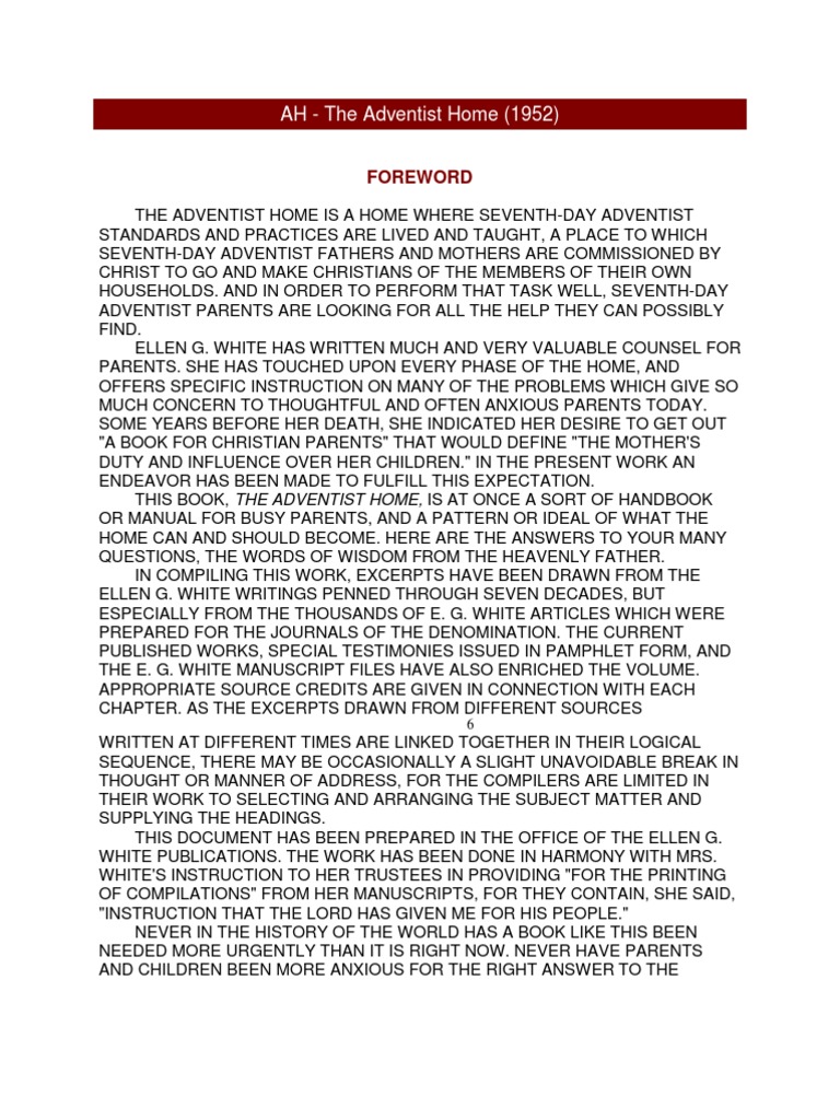 The Adventist Home | PDF | Seventh Day Adventist Church | Marriage