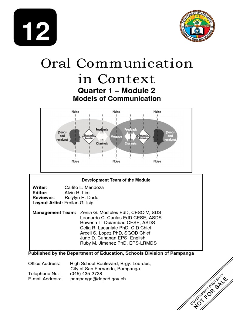 Oral Communication in Context - Q1 - Mod2 - MODELS OF COMMUNICATION ...