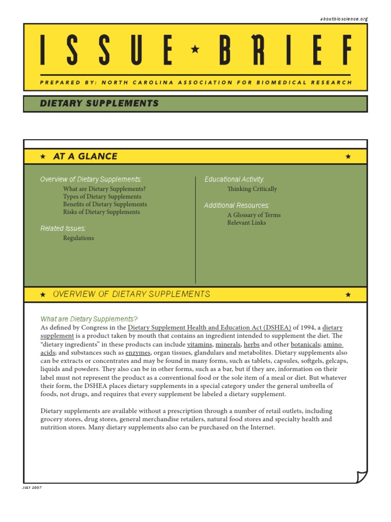 Overview of Dietary Supplements | PDF | Dietary Supplements | Vitamin