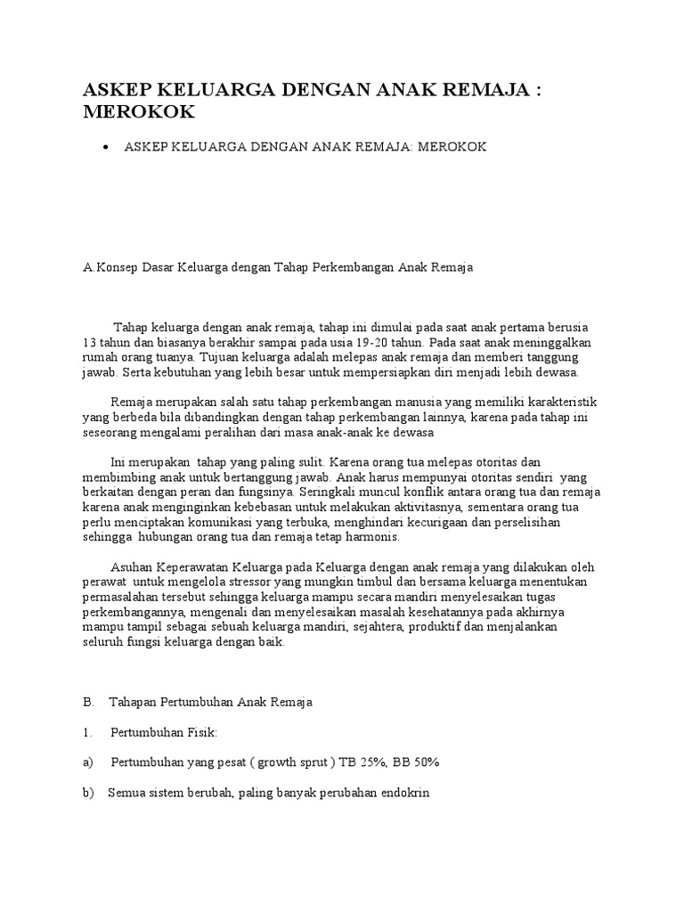 13 Askep Keluarga Dengan Anak Remaja | PDF | Pengembangan Diri ...
