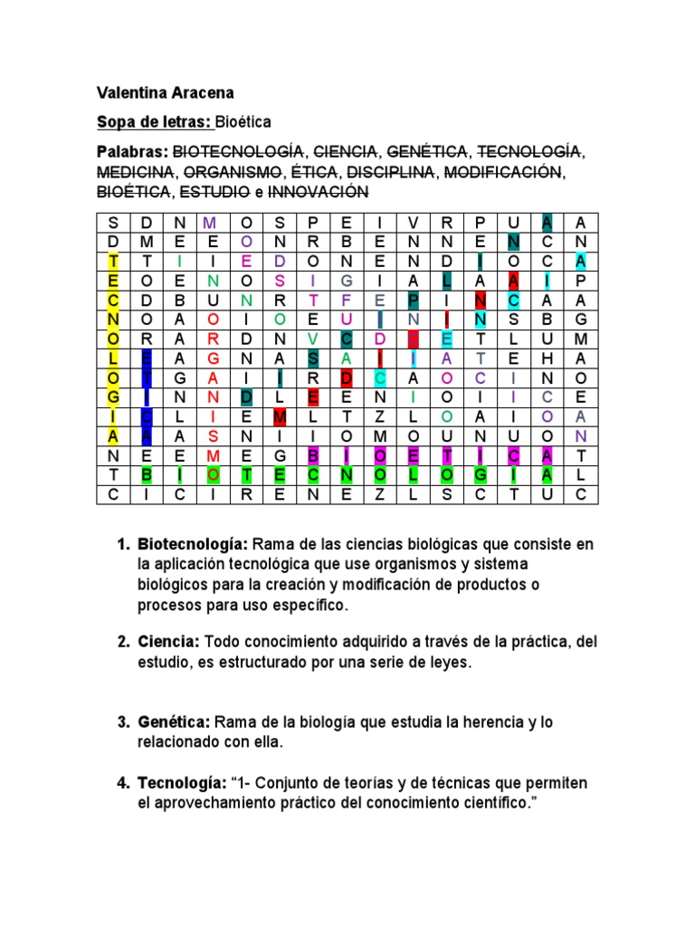 Sopa de Letras: Biotecnología y Ética | PDF | Biología | Biotecnología