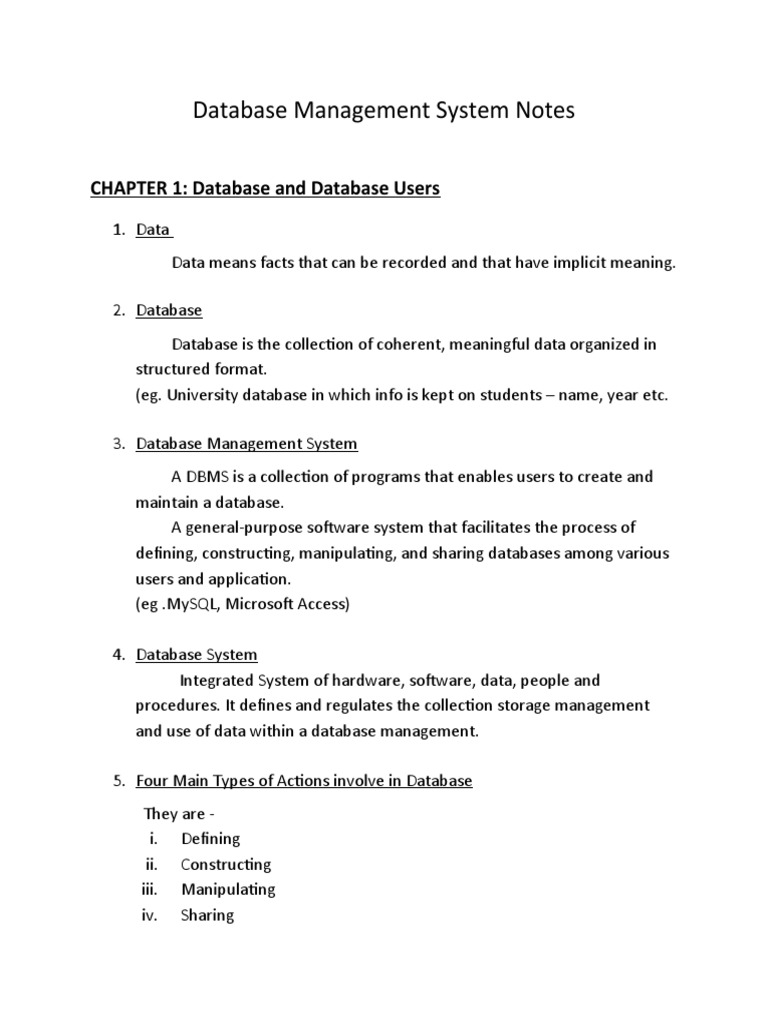 DBMS Self Notes CHP 1 | PDF | Databases | Data Model