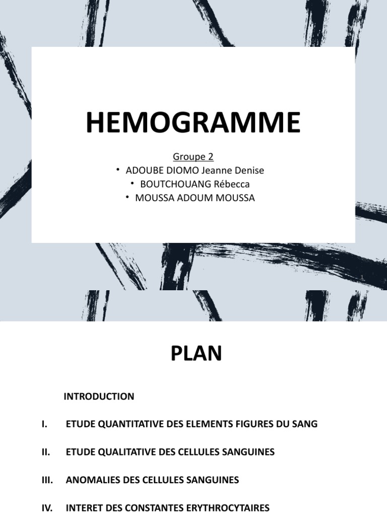 Présentation Hémogramme TL GRP 2 | PDF | Globule blanc | Sang