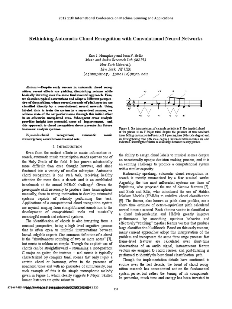 Rethinking Automatic Chord Recognition With Convolutional Neural Networks Pdf Cybernetics