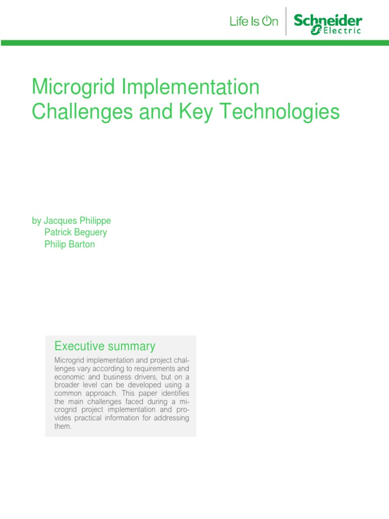 Microgrid Implementation Challenges and Key Technologies: Executive Summary | PDF | Distributed ...