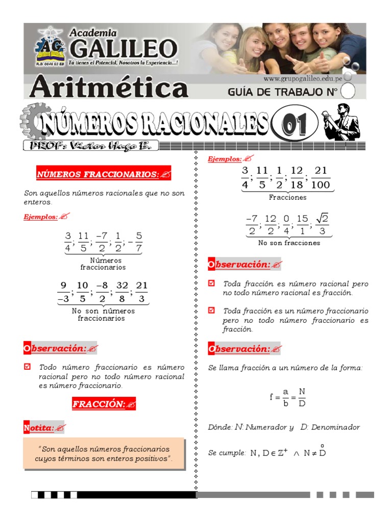 Sistema de Números Racionales 001 Colegio Galileo Hspo | PDF | Notación ...
