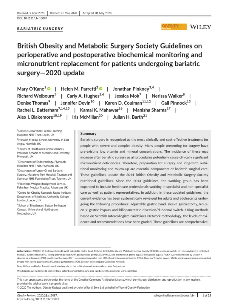 Guidelines Pre-Op and Pos-Op | PDF | Bariatric Surgery | Diabetes ...