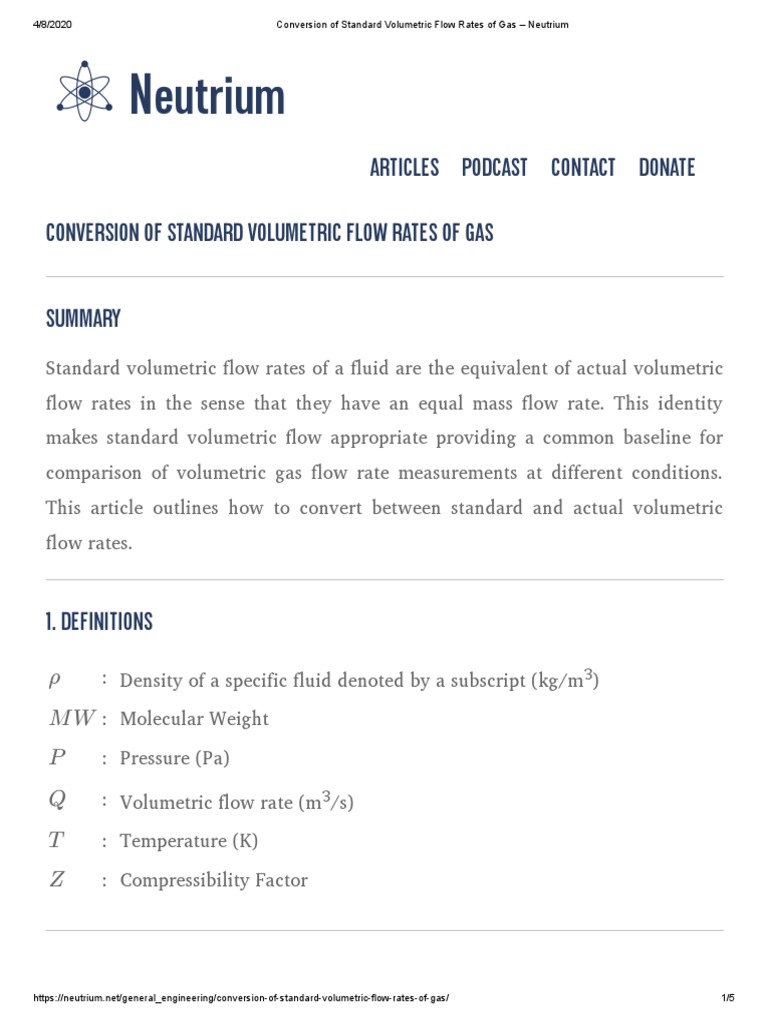 Gas Flow Rate Conversion Guide | PDF | Volume | Gases