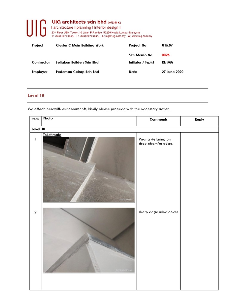 MBW - Site Memo 026 LEVEL 18 | PDF | Building Materials | Building