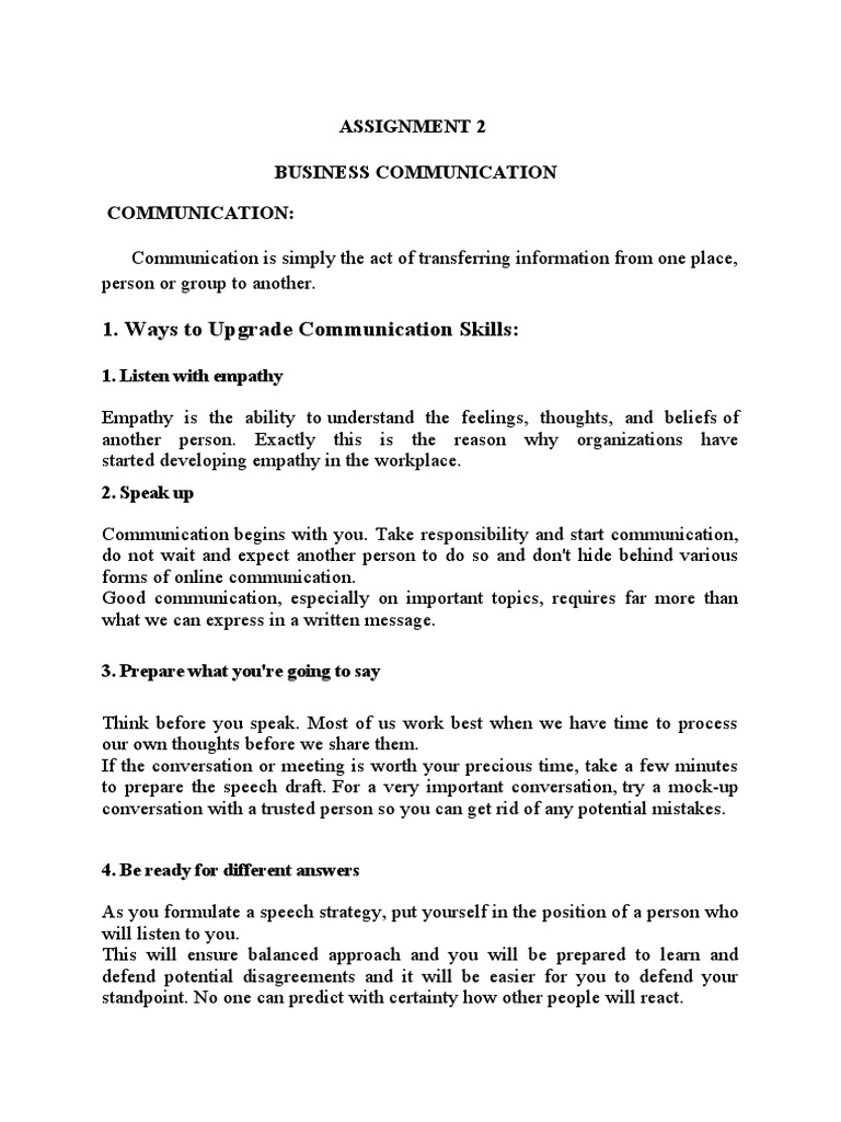 ASSIGNMENT 2-Business Communication | PDF | Communication ...