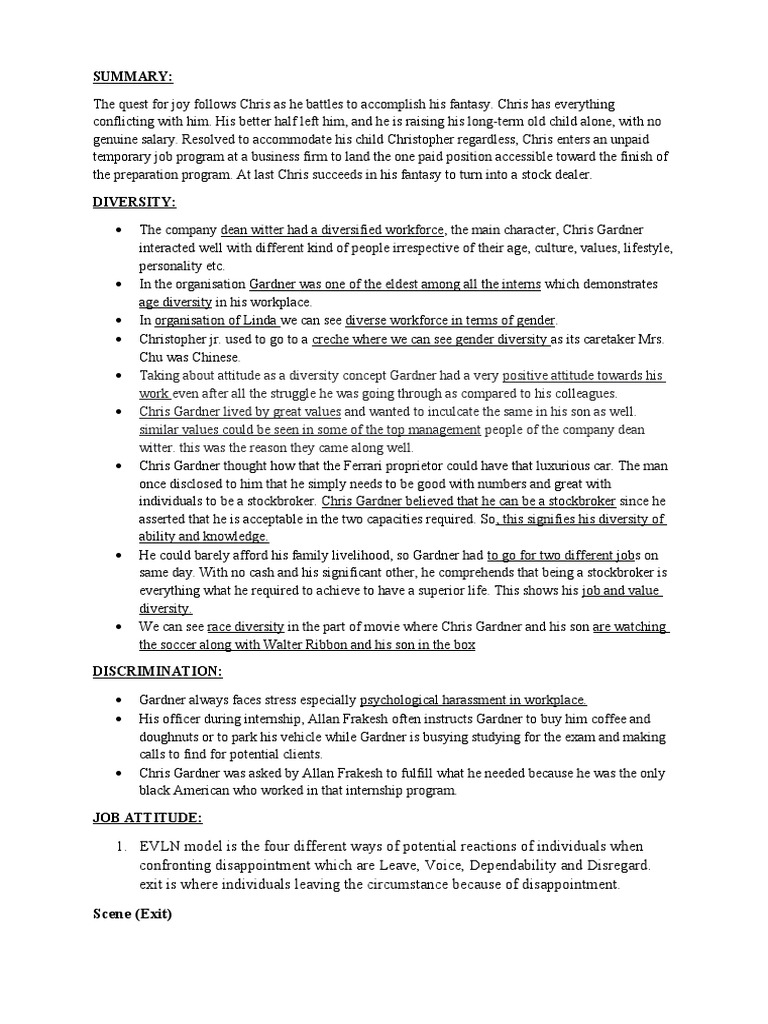 OB Movie Analysis (The Pursuit of Happiness) | PDF | Emotions | Mental ...