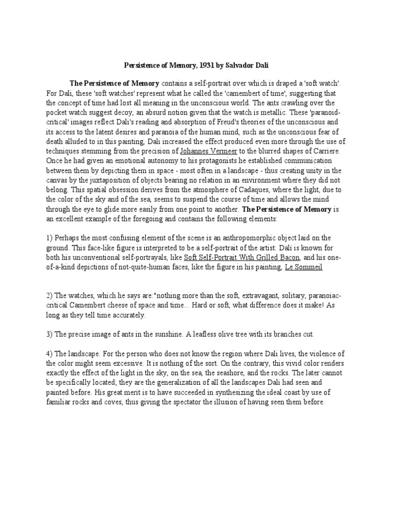 Persistence of Memory | PDF | Salvador Dalí | Time