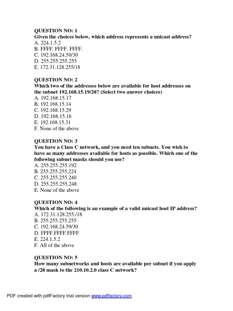 IP_QUESTION | Ip Address | Network Protocols