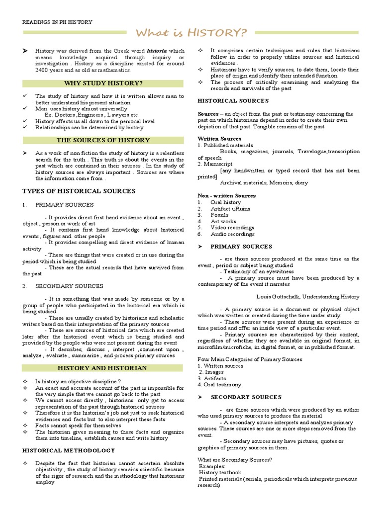 (NOTES 1) What Is History | PDF | Primary Sources | Historian