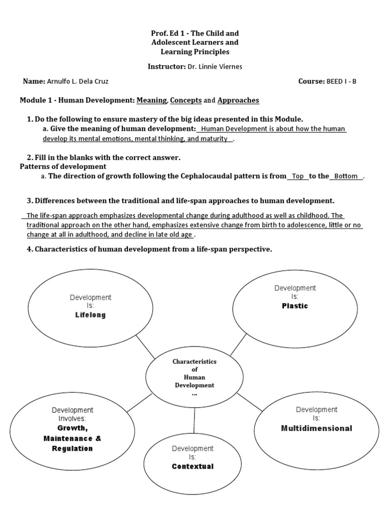Prof. Ed 1 Modules 1 To 4 - Arnulfo L. Dela Cruz | PDF | Developmental Psychology | Adolescence