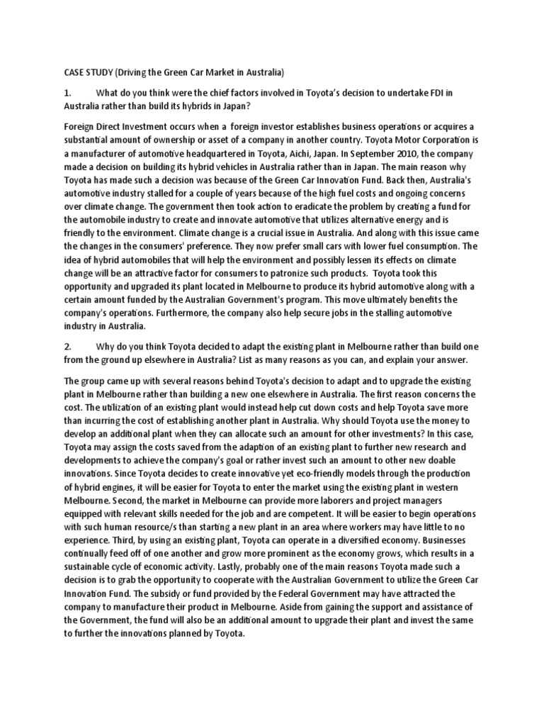 Case Study | PDF | Toyota | Car