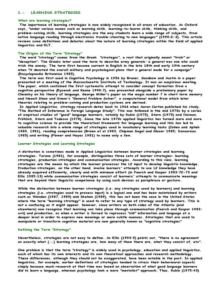 What Are Learning Strategies? | PDF | Learning | Psychology