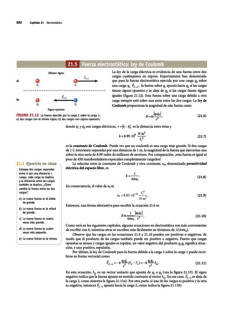 Ley de Coulomb | Descargar gratis PDF | Electrostática | Vector Euclidiano