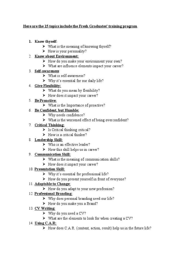 15 Topics of Developing Training Program | PDF | Career & Growth