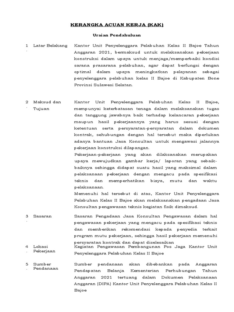 Kak Pembangunan Pos Jaga | PDF