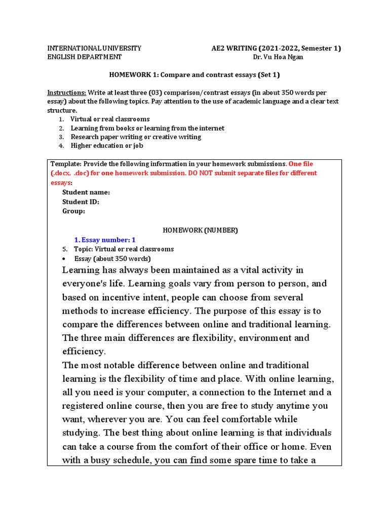 AE2 WRITING (2021-2022, Semester 1) | PDF | Educational Technology | Essays