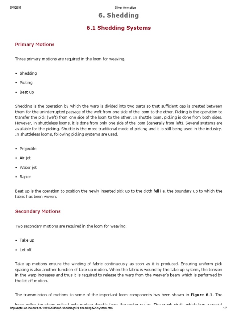 Shedding 1 | PDF | Loom | Weaving