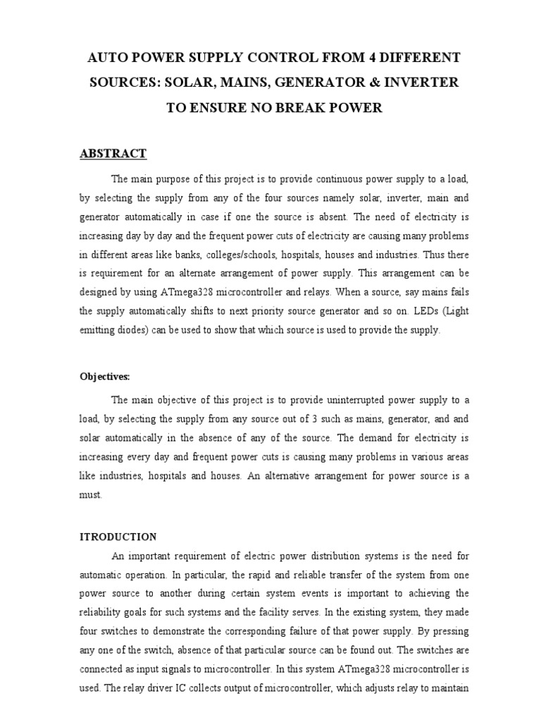 Auto Power Supply Control | PDF | Power Supply | Power Inverter