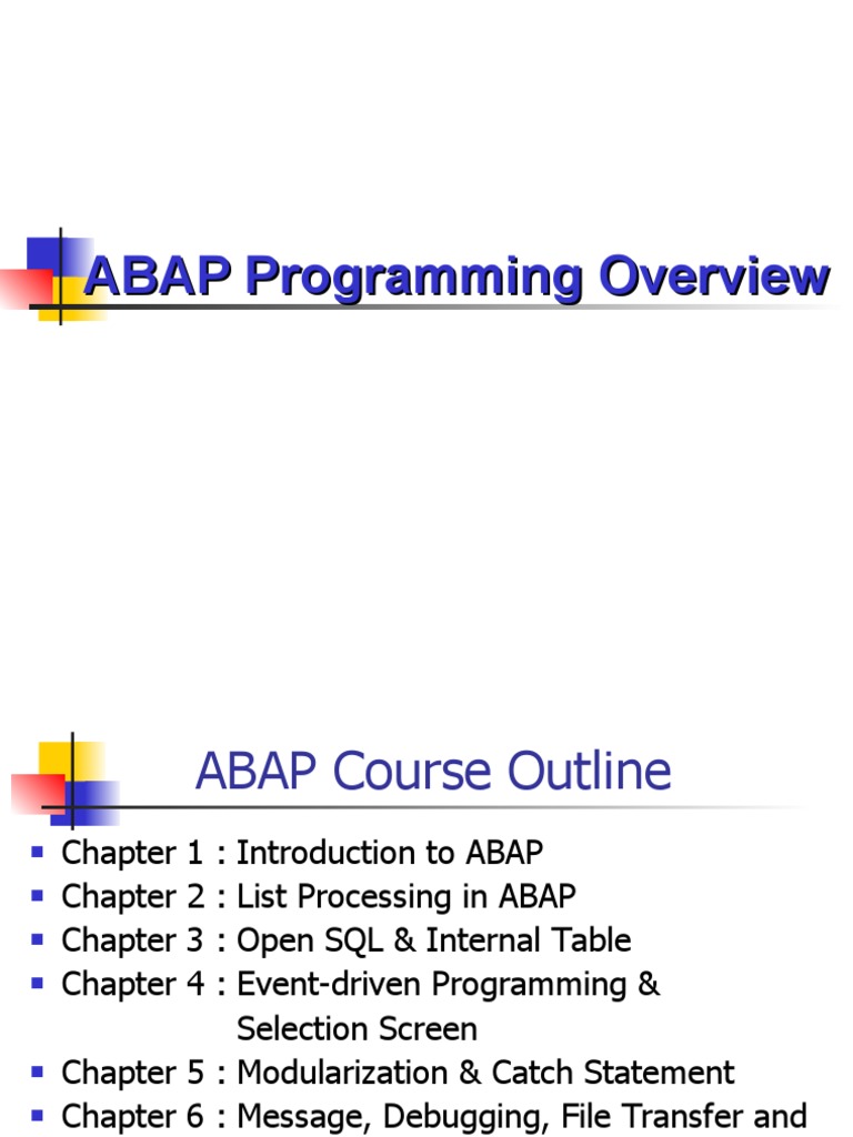 ABAP Programming Overview | PDF | Teaching Methods & Materials ...
