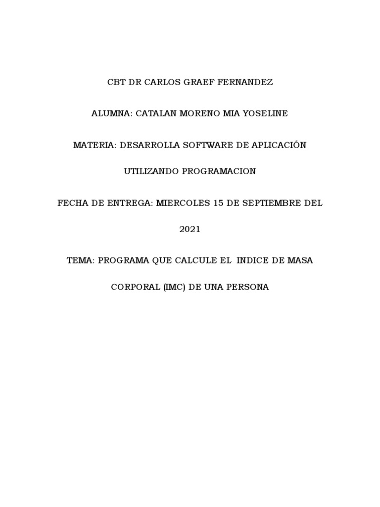 Calcula IMC en Java con Interfaz Gráfica | PDF | Índice de masa corporal | Java (lenguaje de ...