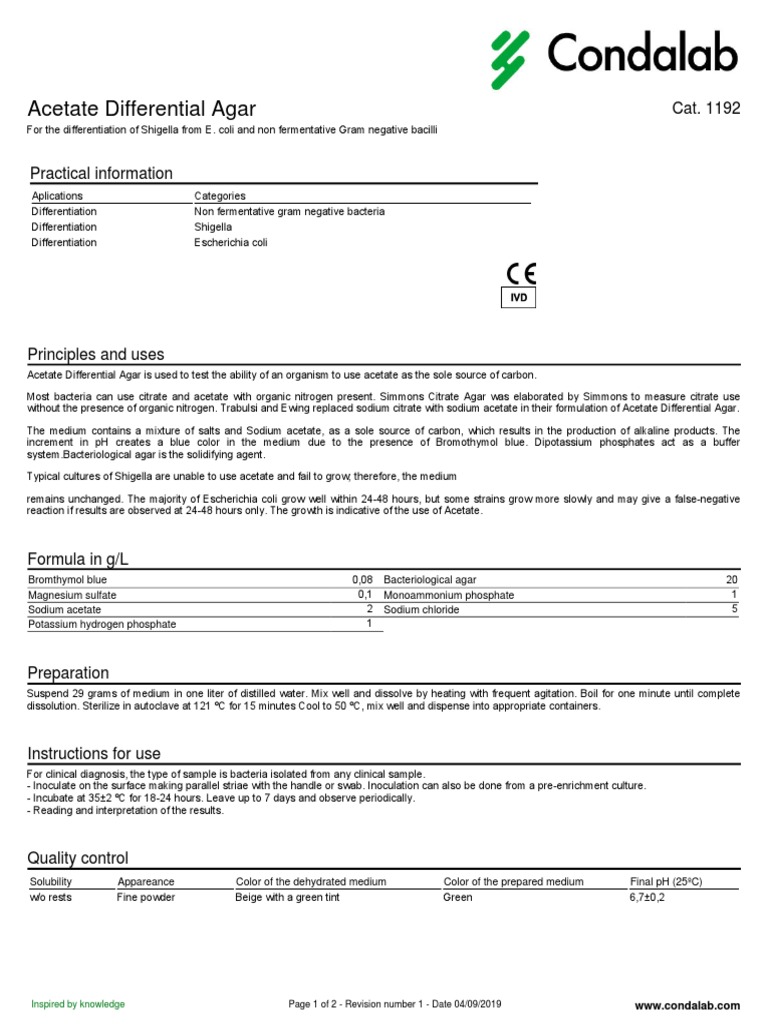 1192 en 1 | PDF | Acetate | Agar