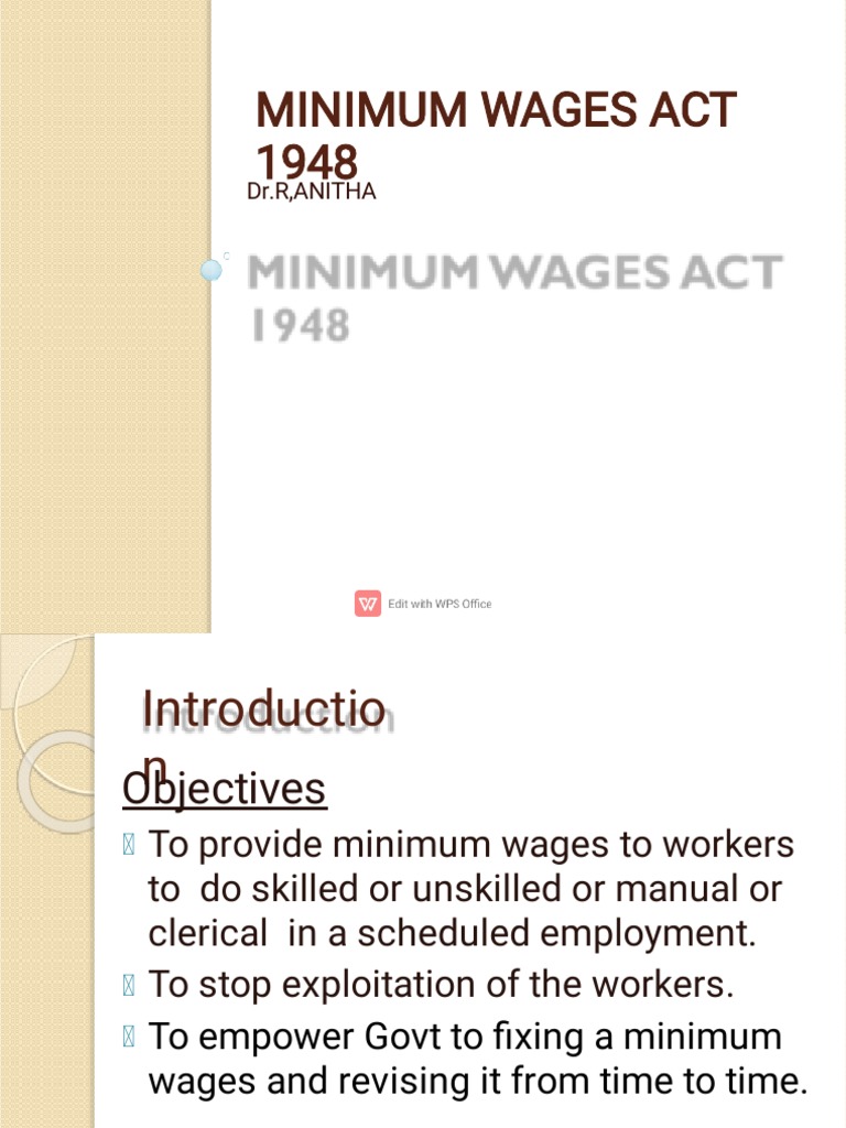 Minimum-Wages-Act-1948-ppt 2 | PDF | Employment | Overtime