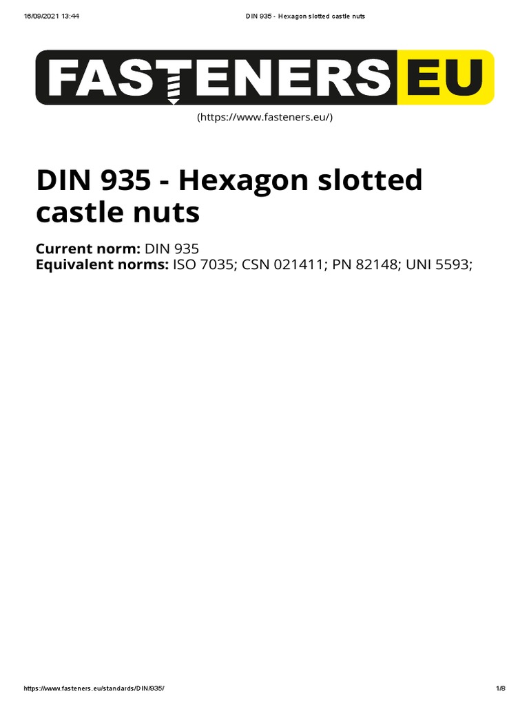 DIN 935 - Hexagon Slotted Castle Nuts | PDF | Nut (Hardware)