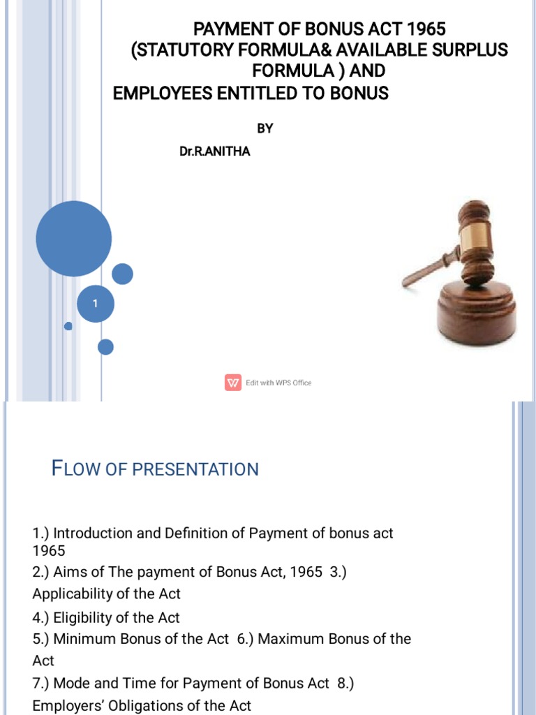 Payment of Bonus Act 1965 | PDF | Salary | Employment