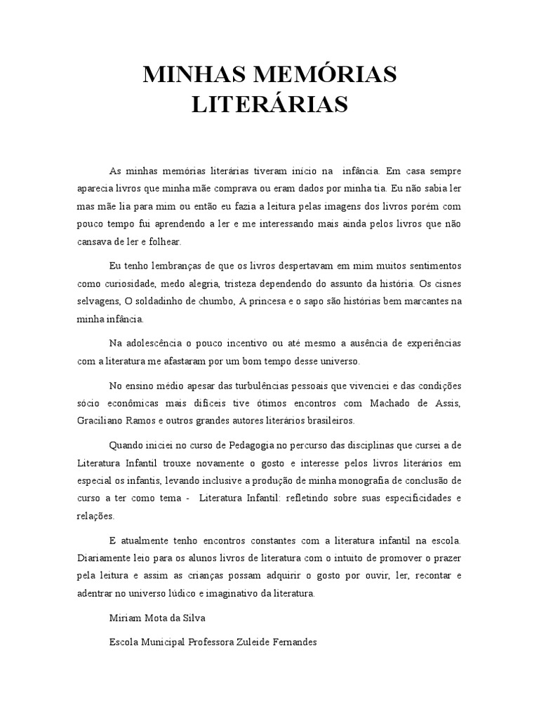 Minhas Memórias Literárias Infantis | PDF