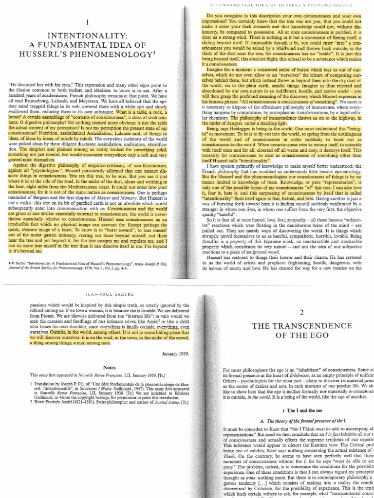 L Intentionality: A Fundamental Idea of Husserl'S Phenomenology | PDF ...