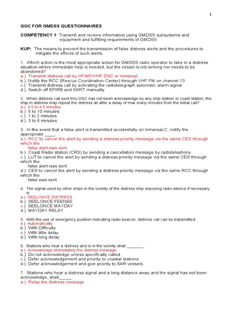Goc For Gmdss Competency 1 | PDF | Wireless | Broadcast Engineering