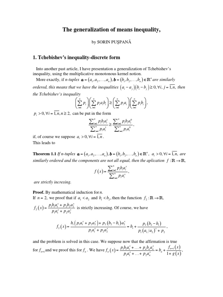 A Generalization of Means Inequality | PDF | Monotonic Function | Algebra
