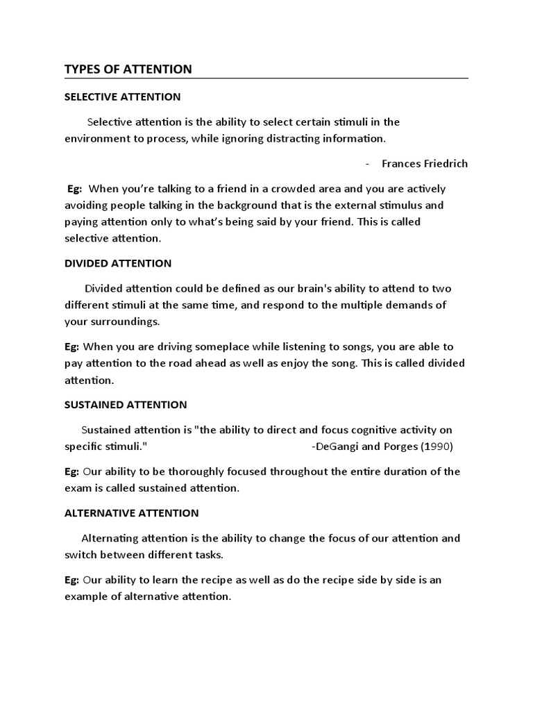 Understanding Attention Types | PDF | Attention | Psychological Concepts