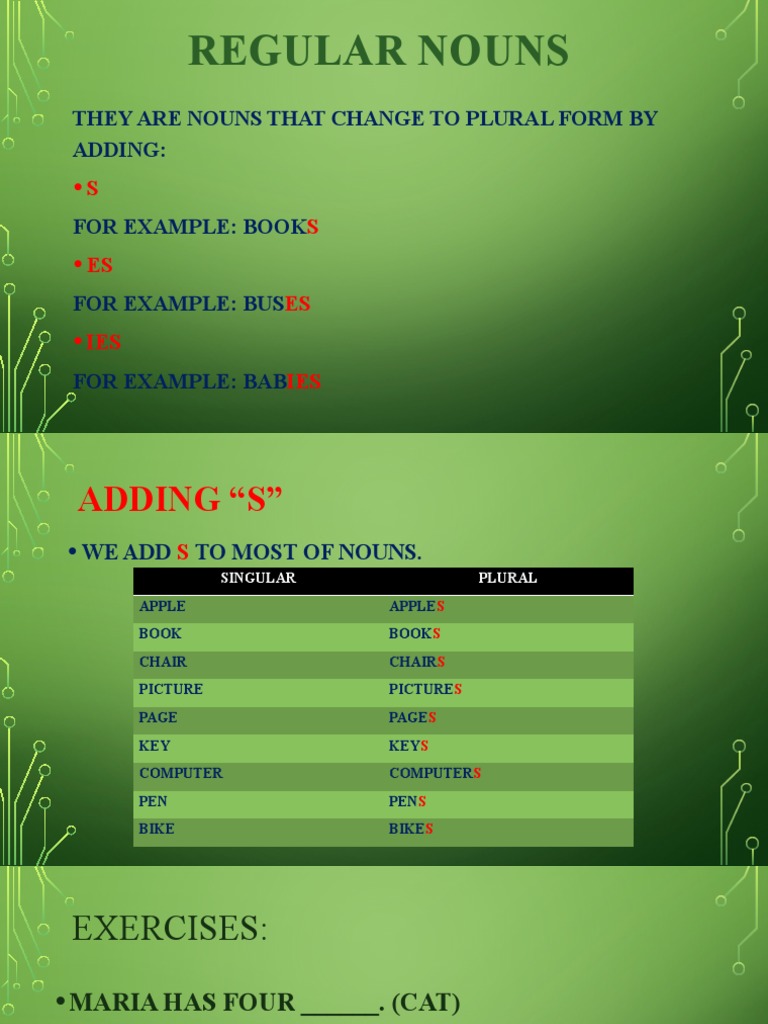 Regular Irregular Nouns | PDF | Grammatical Number | Plural