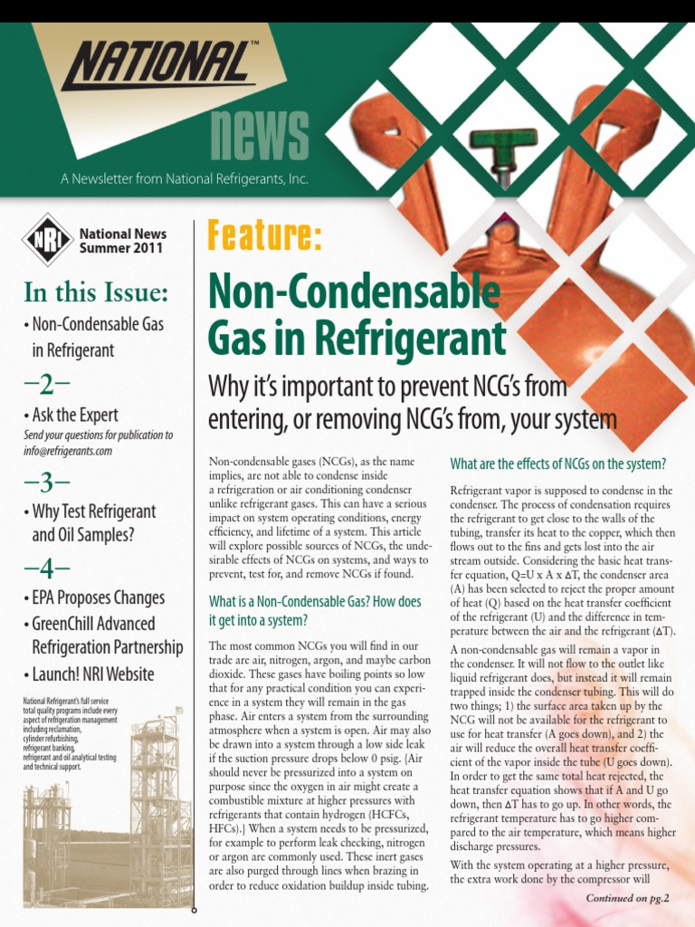 Non-Condensable Gas in Refrigerant: Feature | PDF | Atmosphere Of Earth ...