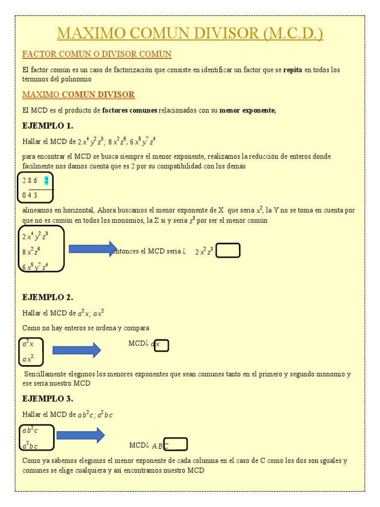 Maximo Comun Divisor | PDF | Factorización | Álgebra abstracta