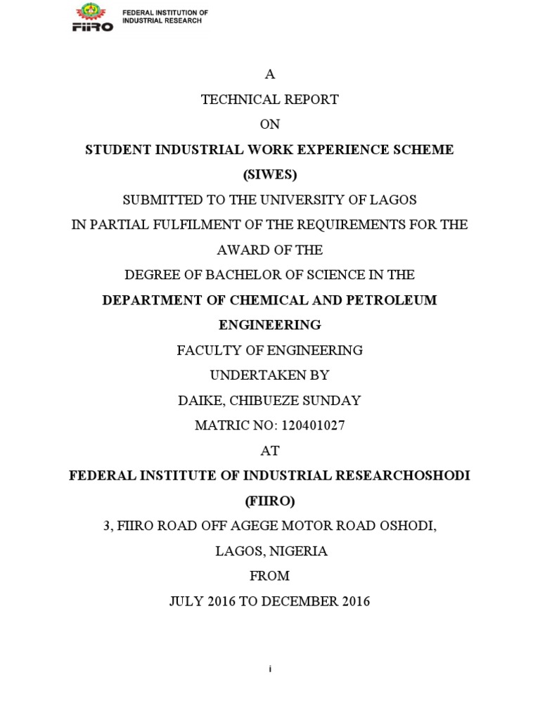 Student Industrial Work Experience Scheme (Siwes) | PDF