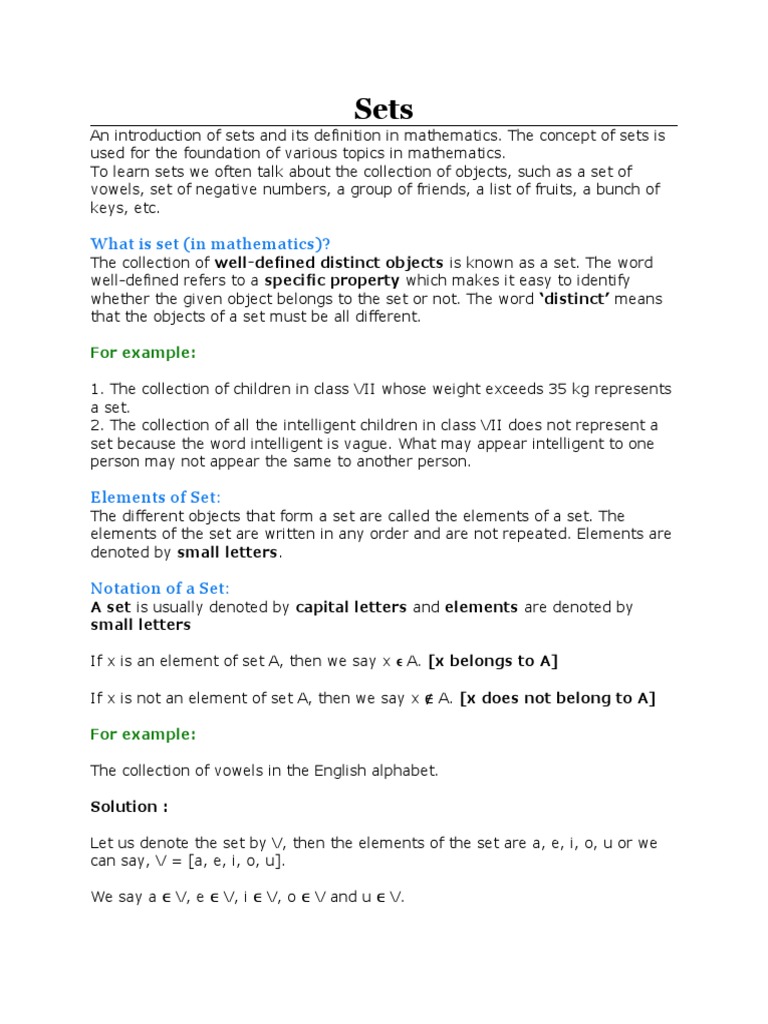 Learning Materials in Sets | PDF | Set (Mathematics) | Empty Set
