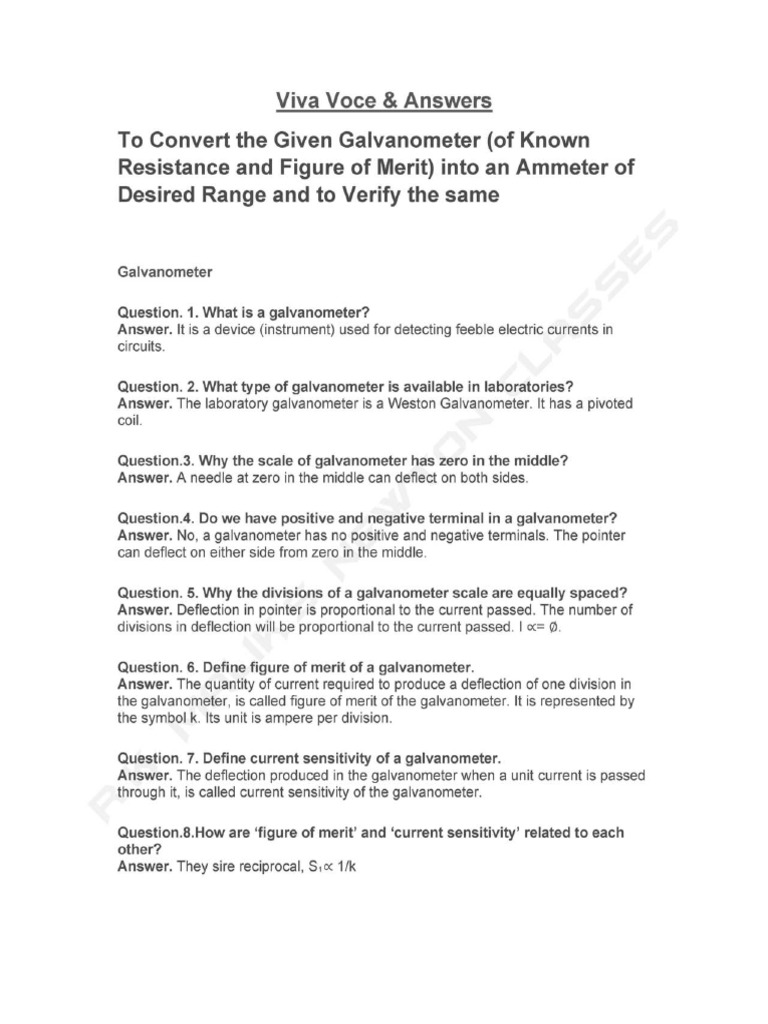 Physics Class XII Viva Voce | PDF
