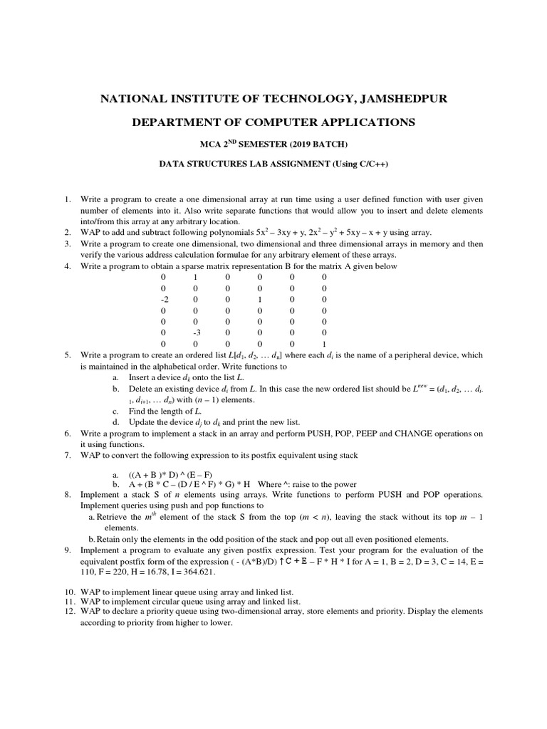 Ca16ca3206ds Lab Assignment Pdf Queue Abstract Data Type Matrix Mathematics 7048