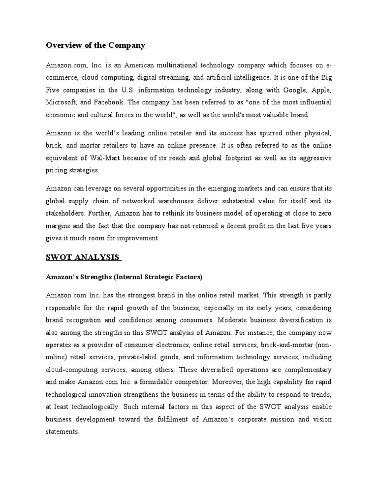 Overview of The Company: Amazon's Strengths (Internal Strategic Factors ...