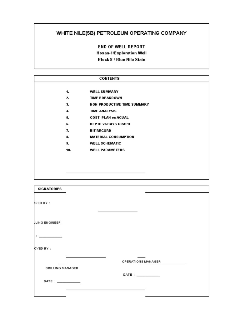 End of Well Report | PDF | Drilling Rig | Casing (Borehole)